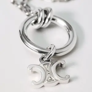Celine Charms Triomphe Necklace In Brass With Rhodium Finish
