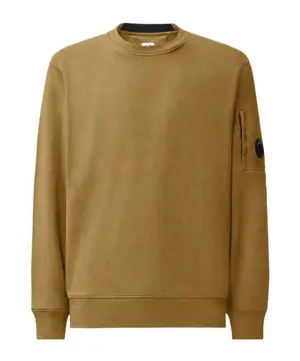 C.P. COMPANY Diagonal Raised Fleece Lens Crewneck Sweatshirt - Brown