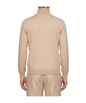 Brunello Cucinelli Zip-up Ribbed-trim Sweater - Light Brown