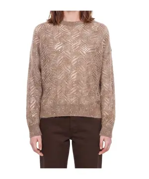 Brunello Cucinelli Sequin-embellished Open-knit Sweater