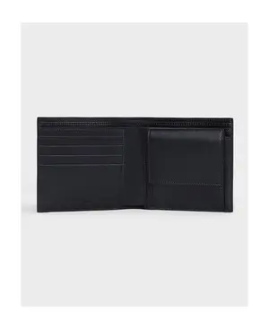 Celine Bi-fold Wallet With Coin Compartment In Grained Calfskin