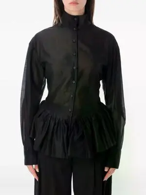 THELATEST Elaine Ruffled-peplum Shirt - Black