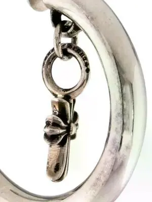 Chrome Hearts Baby Fat Cross Drop Hoop Earrings