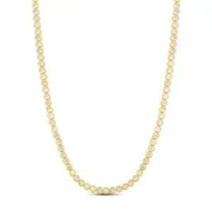 SHYMI Two Mm Bezel-set Classic Round Tennis Necklace - Gold