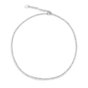 SHYMI Graduated Three Prong Tennis Necklace - Silver