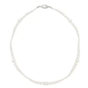 MISS CECILIA Millie Classic Pearl Necklace - Silver