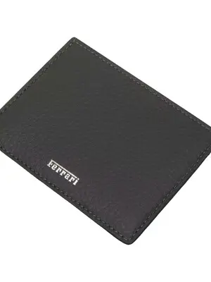 FERRARI Garnet Leather Card Holder With Printed Logo