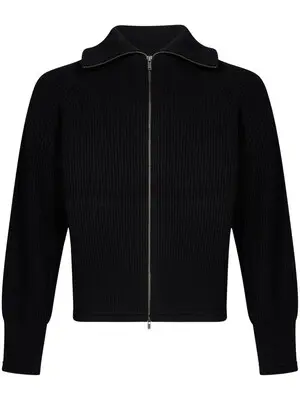 ENTIRE STUDIOS Ribbed-knit Raglan-sleeve Cardigan - Black