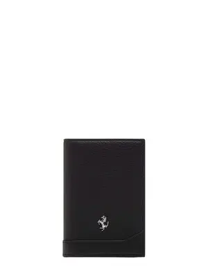 FERRARI Gt Soft Card Holder In Granata Leather - Black