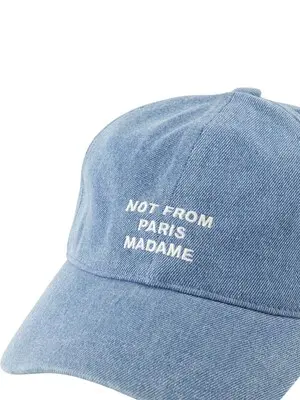 Drole De Monsieur Casquette Slogan-embroidered Denim Cap