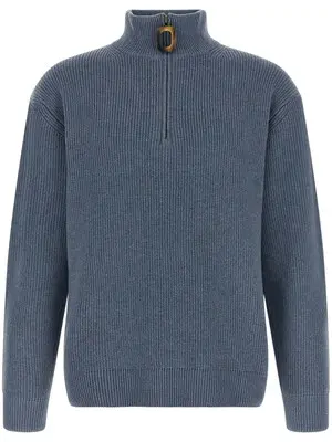 JW Anderson Ribbed Half-zip Knitted Sweater - Blue
