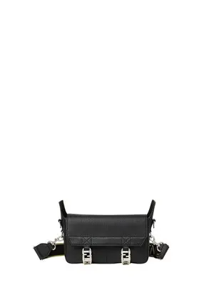 Fendi Flow Romano Leather Crossbody Bag - Black