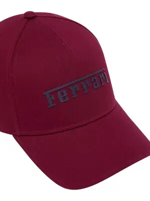 FERRARI Cotton Twill Baseball Cap With Rubberised Logo