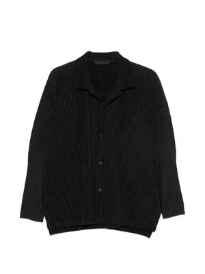 Issey Miyake Pleated Polo Shirt - Black