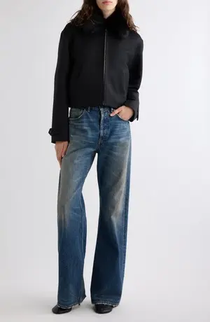 Acne Studios Odayla Wool Jacket With Genuine Shearling Collar