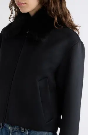 Acne Studios Odayla Wool Jacket With Genuine Shearling Collar