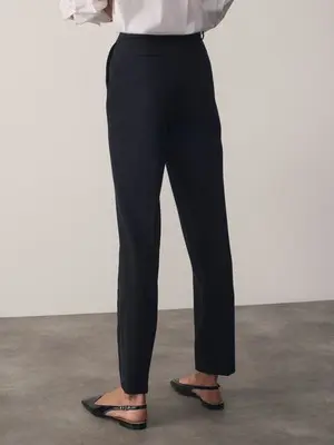 The Fold Clever Wool Blend Livara Trousers - Navy