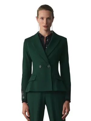 The Fold Clever Wool Blend Romano Jacket - Green