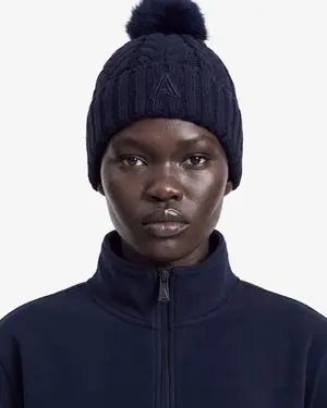 ALPENHAUS Murier Cable Knit Beanie With Removable Pompom Midnight