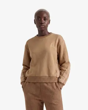 ALPENHAUS Montiel Relaxed Crewneck With Faux Faux Sherling Inserts - Camel