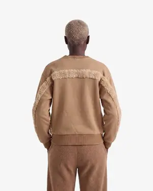 ALPENHAUS Montiel Relaxed Crewneck With Faux Faux Sherling Inserts - Camel
