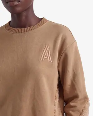 ALPENHAUS Montiel Relaxed Crewneck With Faux Faux Sherling Inserts - Camel