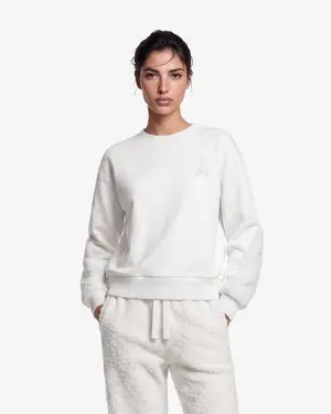 ALPENHAUS Montiel Relaxed Crewneck With Faux Faux Sherling Inserts - Snow