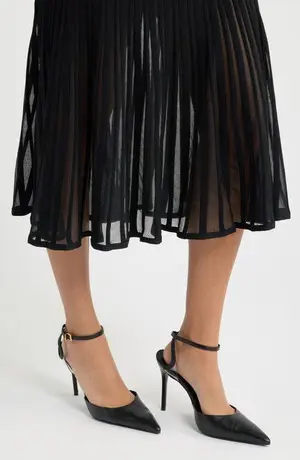 OPEN EDIT Ribbed Sweater Midi Skirt - Black