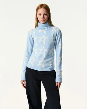 Perfect Moment Star Dust Merino Wool Sweater - Cloud Blue