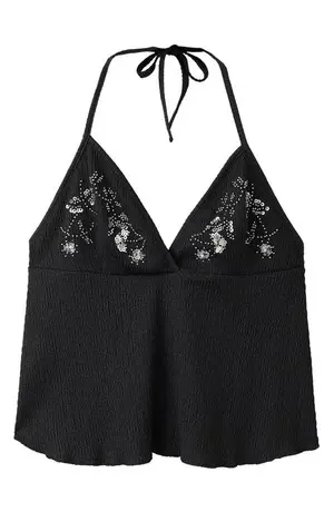 Mango Embroidered Halter Top