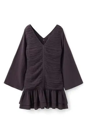 Mango Draped Cotton Minidress - Brown