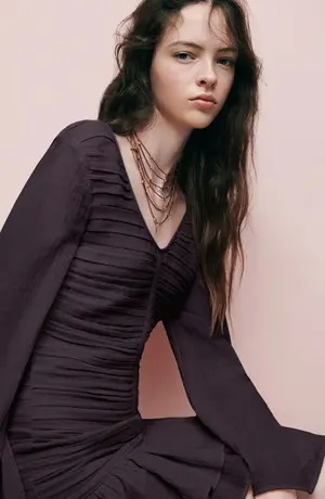 Mango Draped Cotton Minidress
