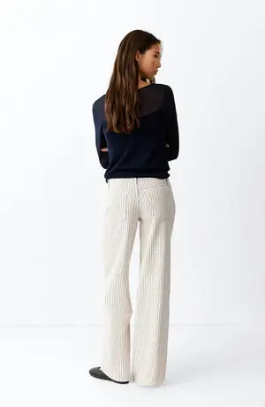 Mango Striped High Waist Wide Leg Jeans
