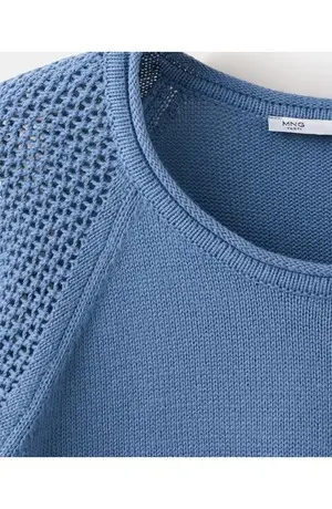 Mango Crochet Detail Cotton Sweater
