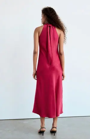 Mango Satin Halter Neck Dress