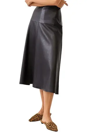 Karen Kane Faux Leather Midi Skirt