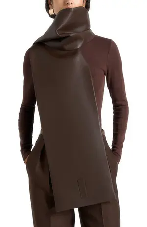 Manière De Voir Melia Reversible Leather & Suede Scarf - Brown