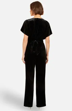 YUMI Bow Neck Wide Leg Evening Jumpsuit