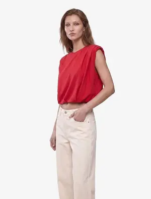 Koton Cotton Crew Neck Sleeveless T-shirt With Shoulder Pads