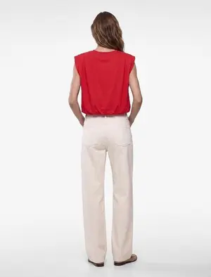 Koton Cotton Crew Neck Sleeveless T-shirt With Shoulder Pads
