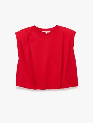 Koton Cotton Crew Neck Sleeveless T-shirt With Shoulder Pads