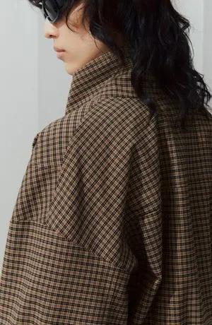 Mango Plaid Funnel Neck Bomber Jacket