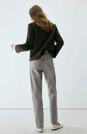 Mango High Waist Straight Leg Jeans - Denim Grey
