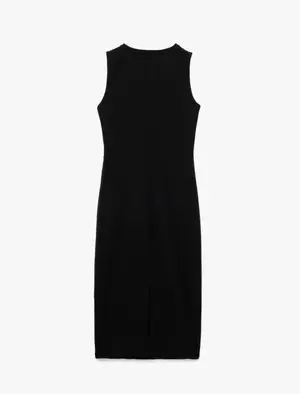 Koton Slim Sleeveless Crew Neck Midi Dress With Tie Detail