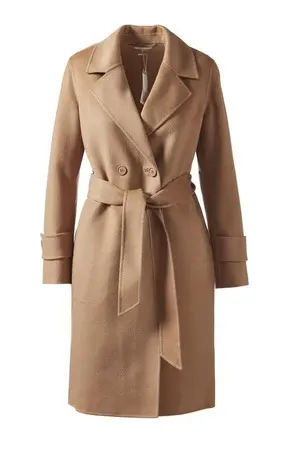 Kinross Cashmere Notch Collar Belted Coat - Camel