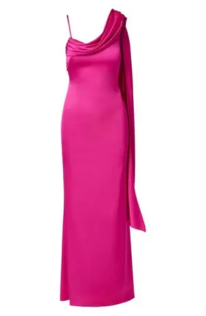 Adrianna Papell Cowl Neck Sash Gown - Electric Passion