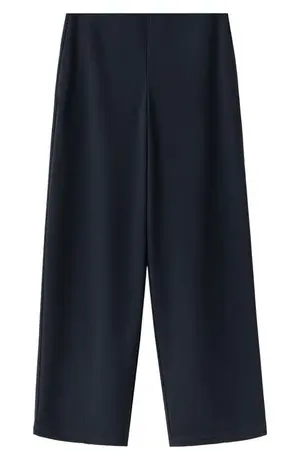 Mango Straight Mid Rise Knit Pants - Navy