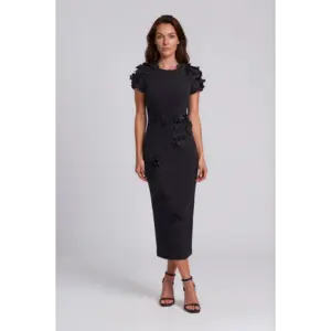 Rene Ruiz Collection High Neck Crepe Cocktail Dress