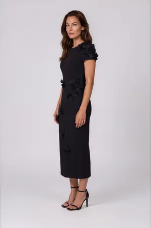 Rene Ruiz Collection High Neck Crepe Cocktail Dress