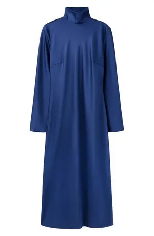 Mango High Neck Satin Midi Dress - Night Blue
